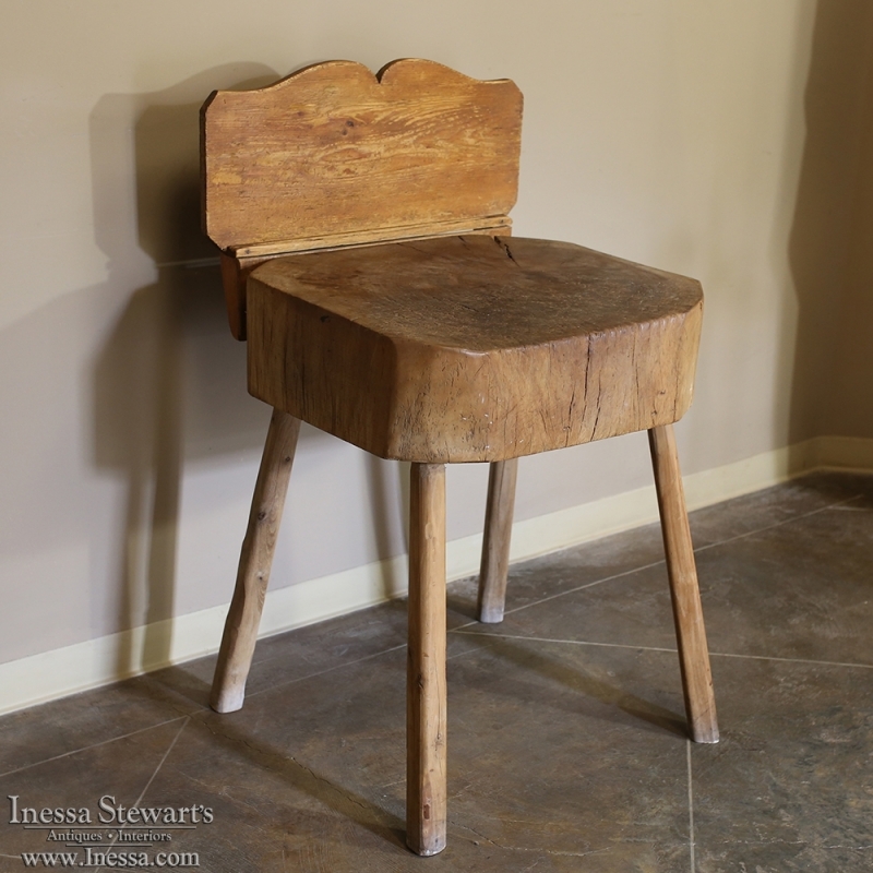 19th Century Rustic French Butcher Block Table