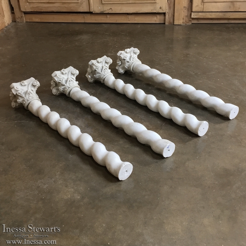 Set of Four 19th Century Cararra Marble Columns with Byzantine Capitals