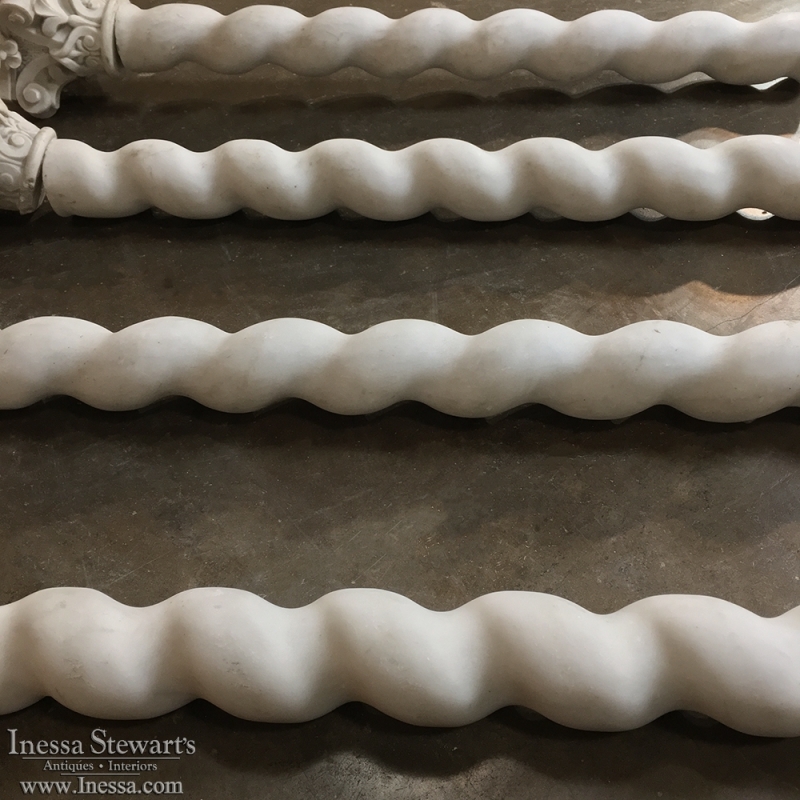 Set of Four 19th Century Cararra Marble Columns with Byzantine Capitals