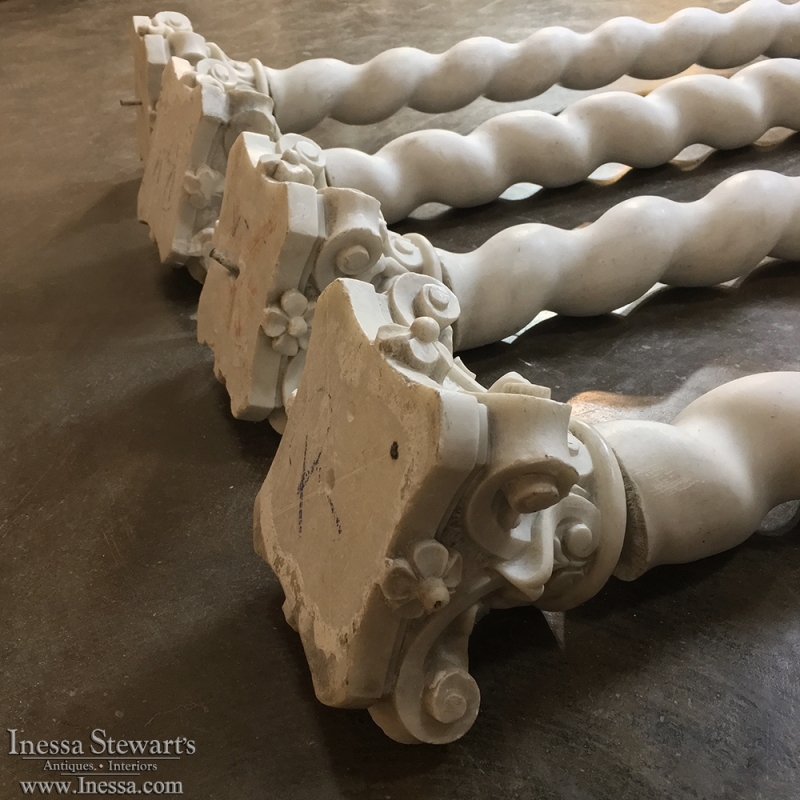 Set of Four 19th Century Cararra Marble Columns with Byzantine Capitals