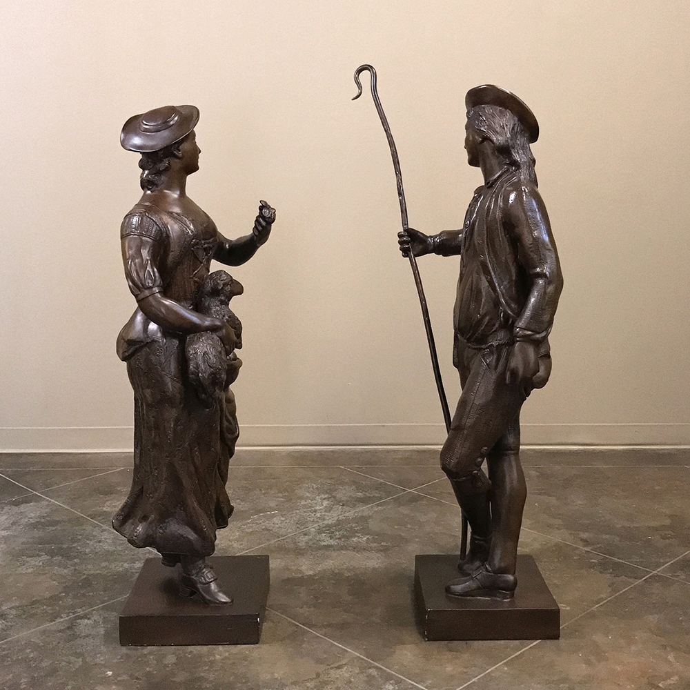 Pair of 18th Century Style Garden Statues of Shepherd and Shepherdess ...