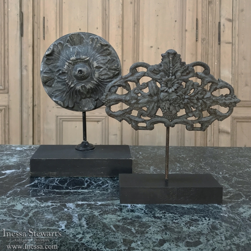 19th Century Carved Rosette on Display Stand - Inessa Stewart's Antiques