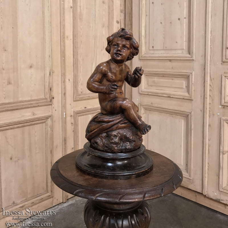 18th Century Hand Carved Wood Statue of a Little Boy - Inessa Stewart's ...