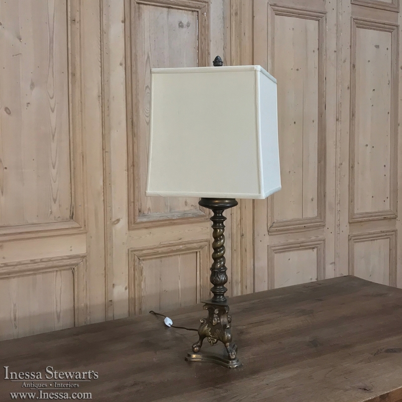 Antique Brass Table Lamp - Inessa Stewart's Antiques