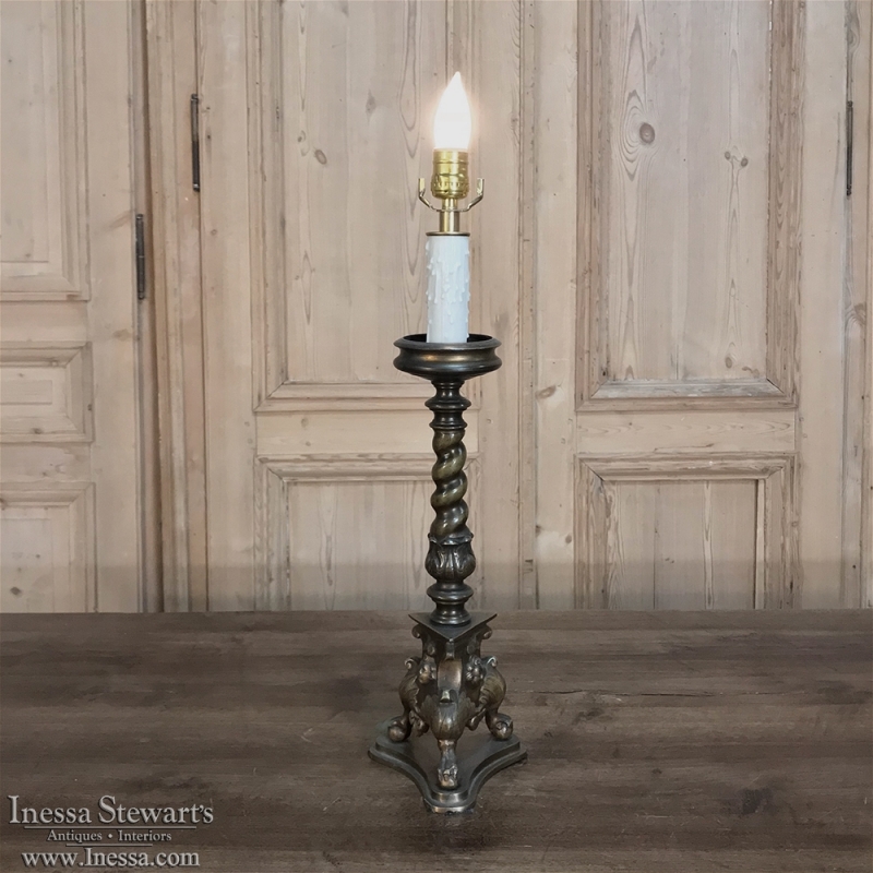 Antique Brass Table Lamp - Inessa Stewart's Antiques