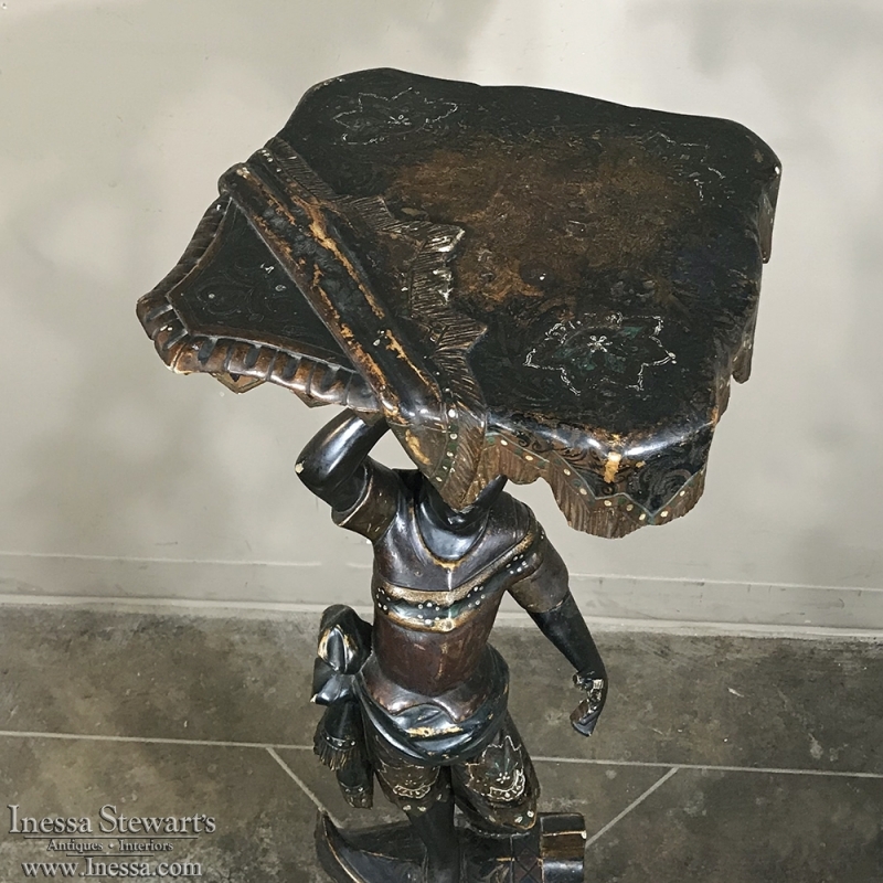 19th Century Hand-Painted Venetian Blackamore Pedestal