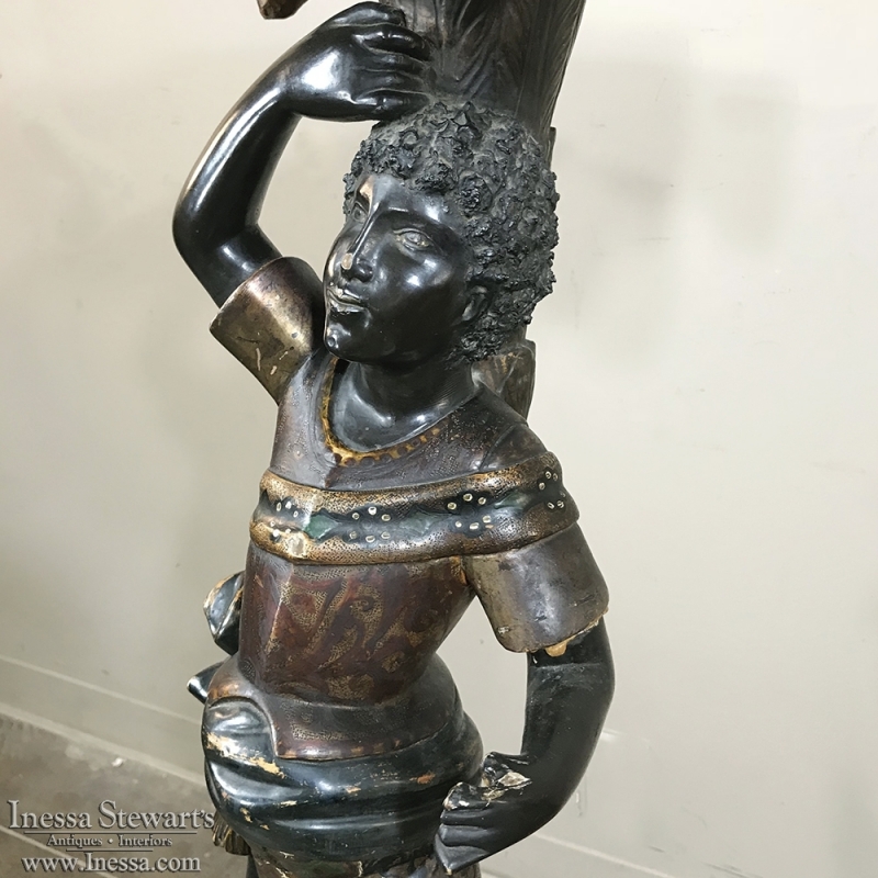 19th Century Hand-Painted Venetian Blackamore Pedestal