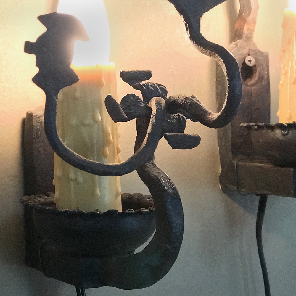 Pair Antique Rustic Country French Wall Sconces