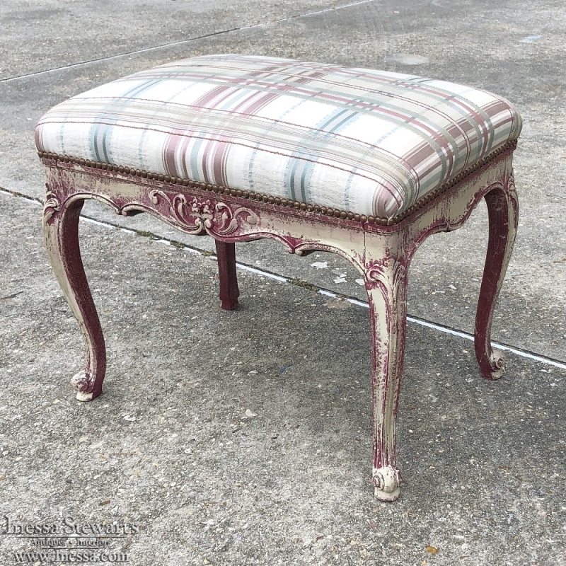 Antique French Louis XV Painted Stool
