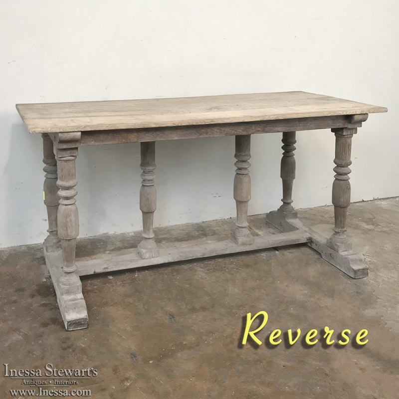 Antique Rustic Country French Whitewashed Sofa Table
