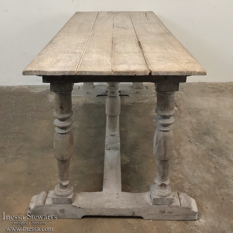 Antique Rustic Country French Whitewashed Sofa Table