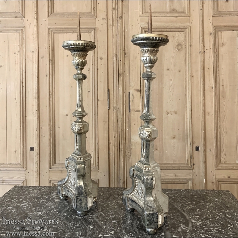 Pair Candlesticks, 18th Century Italian Church Altar Neoclassical ...
