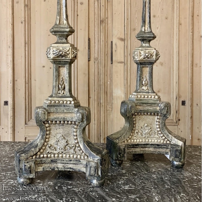 Pair Candlesticks, 18th Century Italian Church Altar Neoclassical ...
