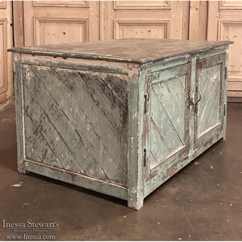 Antique European Painted Store Cabinet