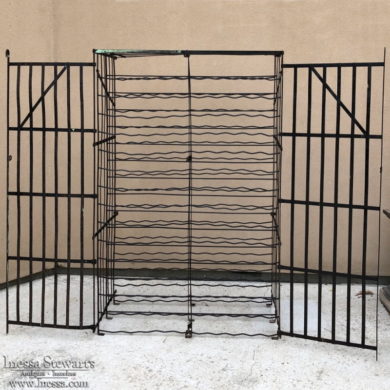 Antique Iron Cage Wine Bottle Rack