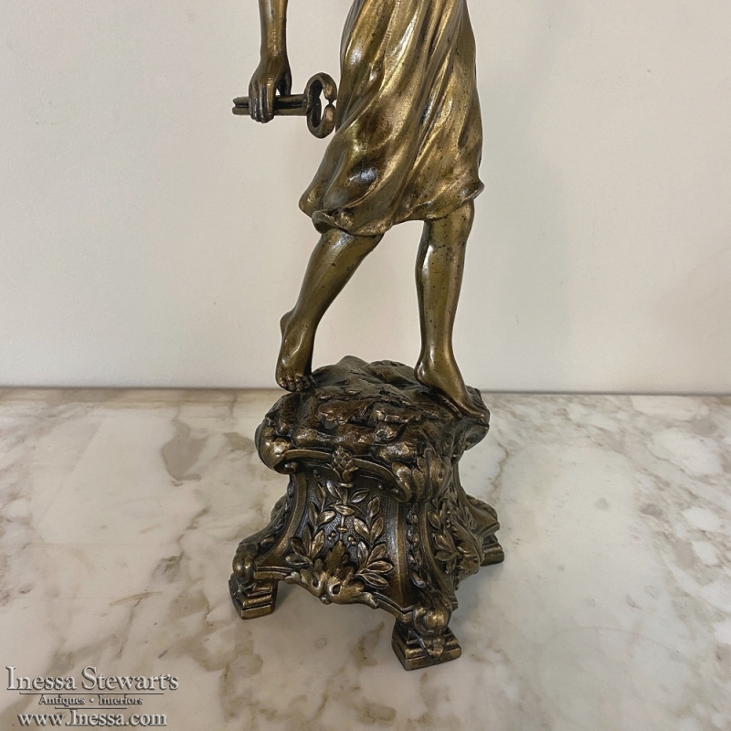 Pair Antique Spelter Statues ~ Tribute to Women in Industry