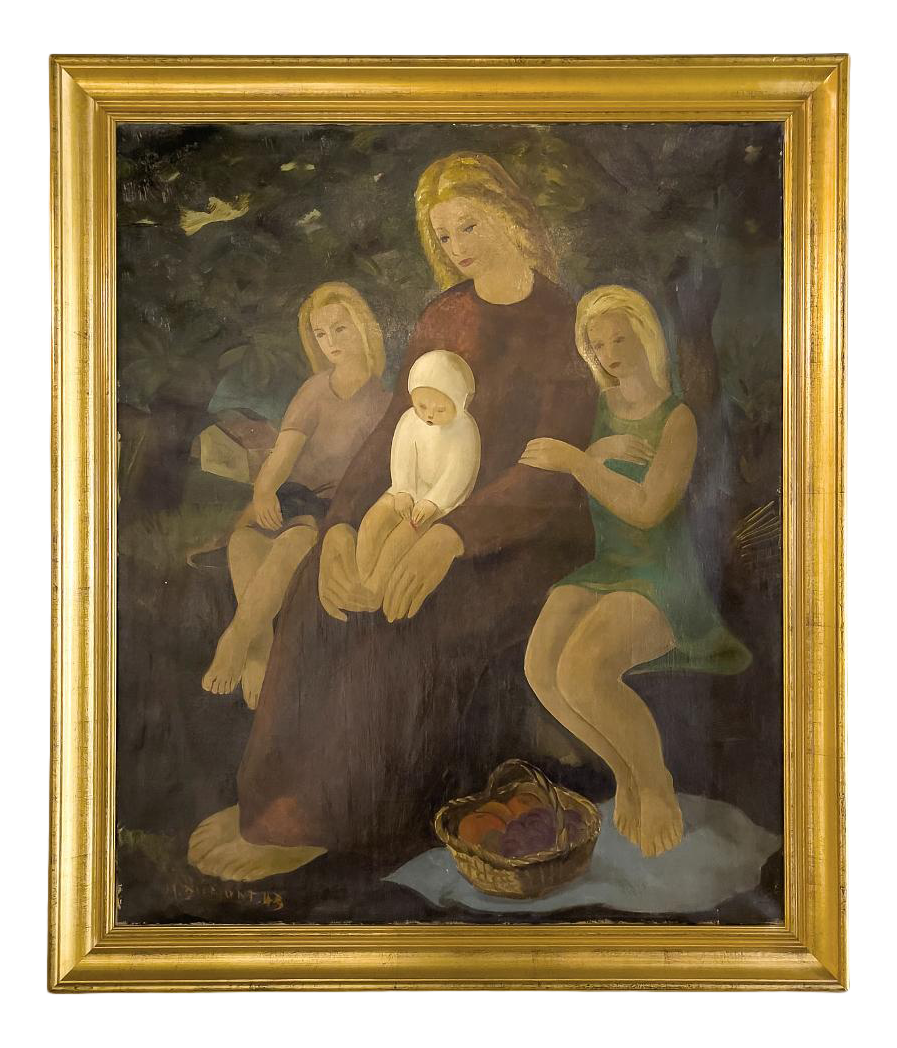 Mid-Century Framed Oil Painting on Canvas by Marcel Dumont ~ dated 1943