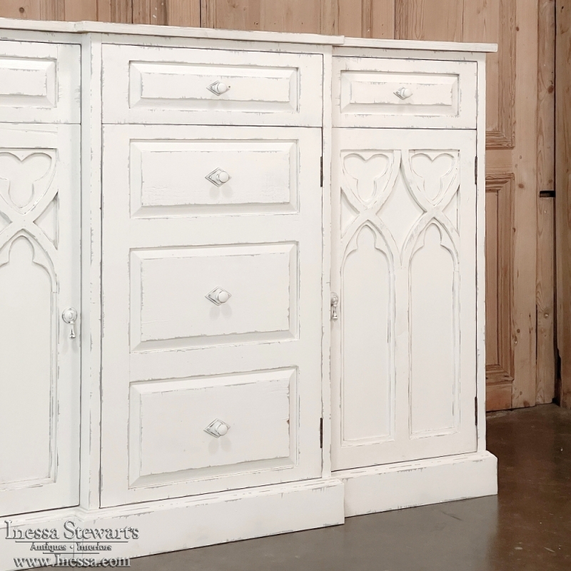 Rustic Painted Neo-Gothic Buffet
