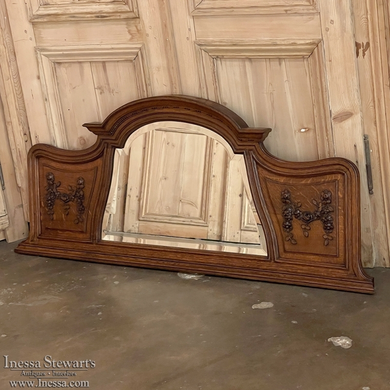 Antique Country French Wall Panel with Beveled Mirror