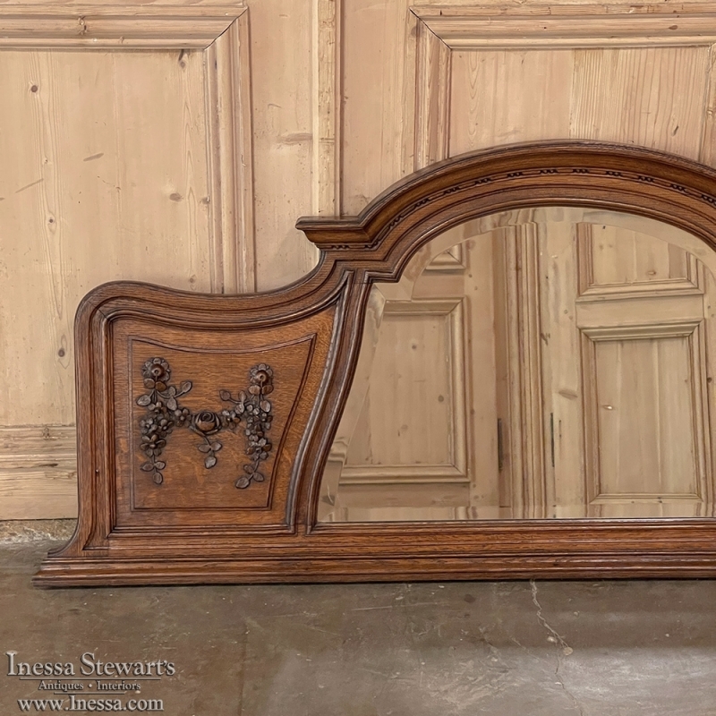 Antique Country French Wall Panel with Beveled Mirror