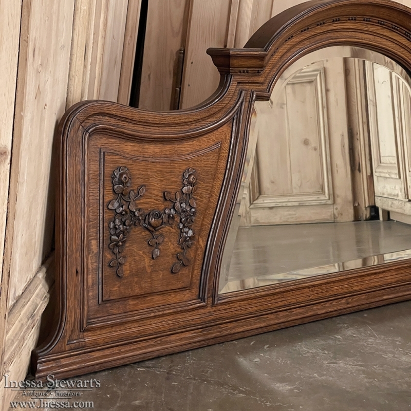 Antique Country French Wall Panel with Beveled Mirror