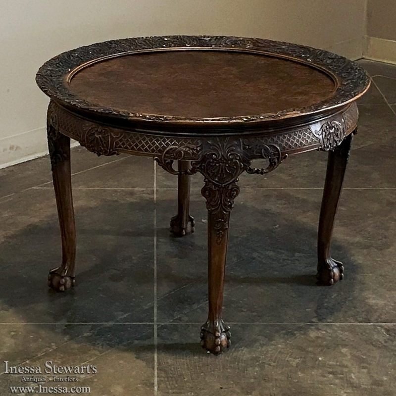 Antique Chippendale Round End Table