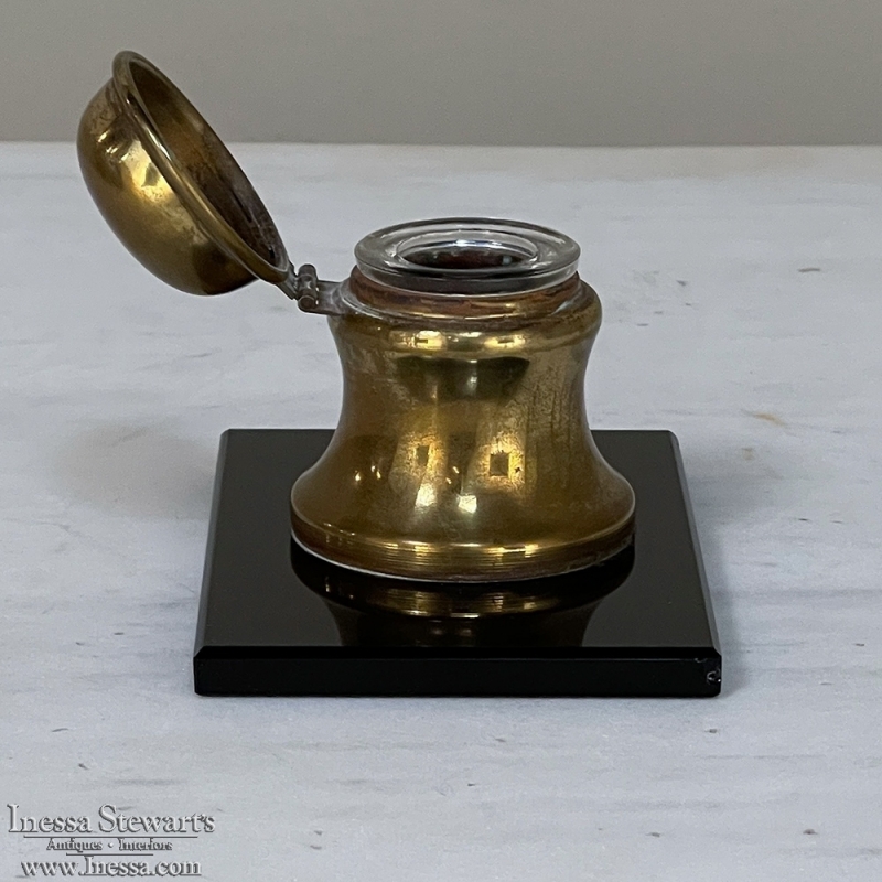 Antique Brass Inkwell