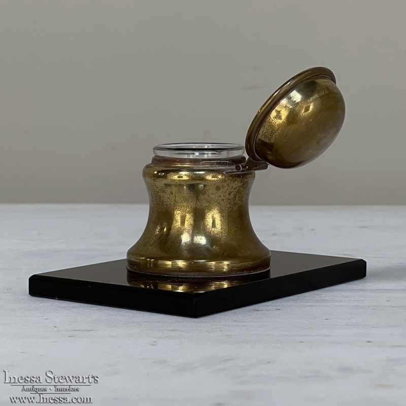 Antique Brass Inkwell