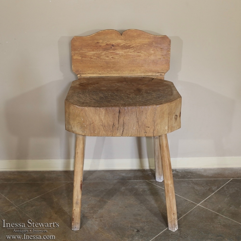 19th Century Rustic French Butcher Block Table