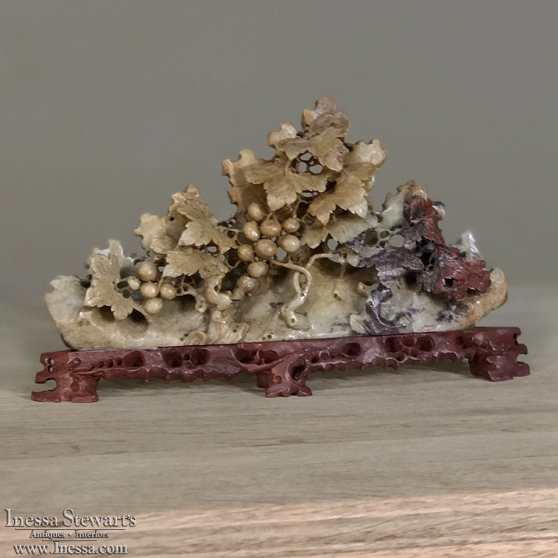 Vintage Hand-Carved Jade Stone Statue