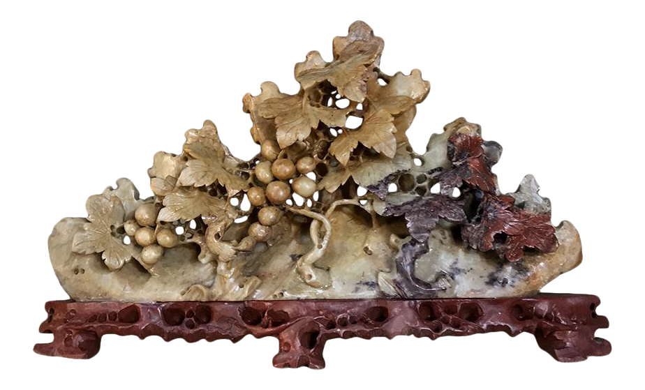 Vintage Hand-Carved Jade Stone Statue