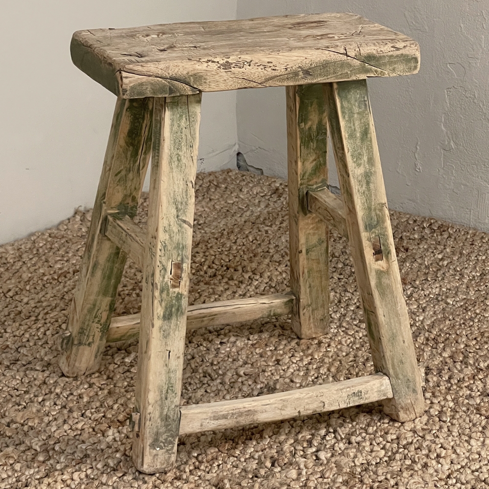 Antique Rustic Wooden Stool