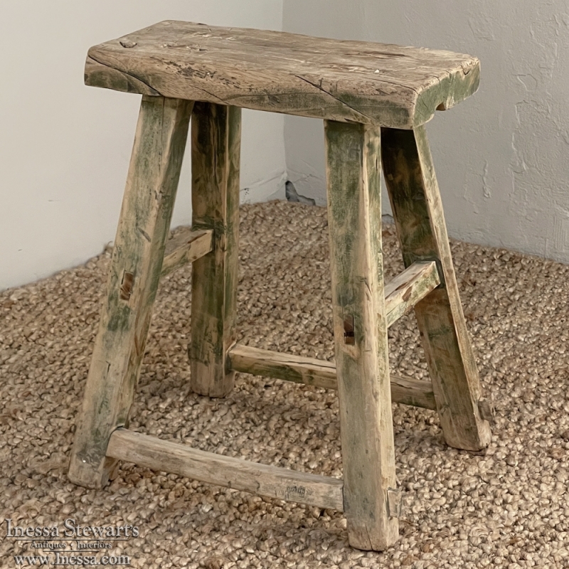 Antique Rustic Wooden Stool