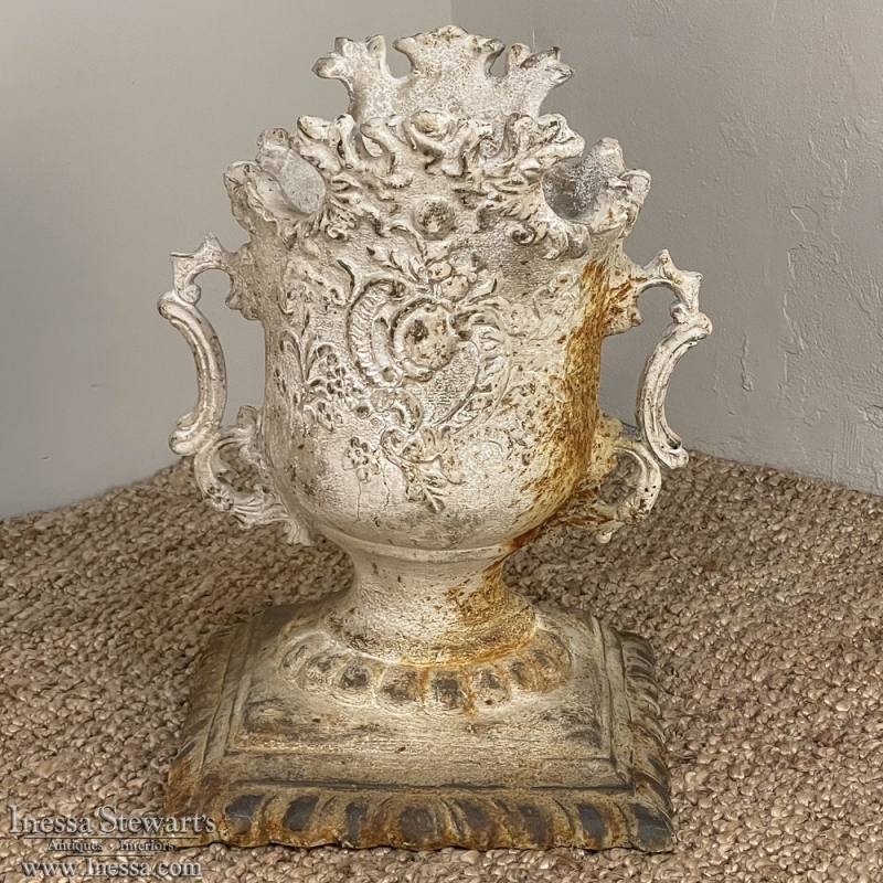Embossed Tin Baroque Garden Urn with Aged Finish