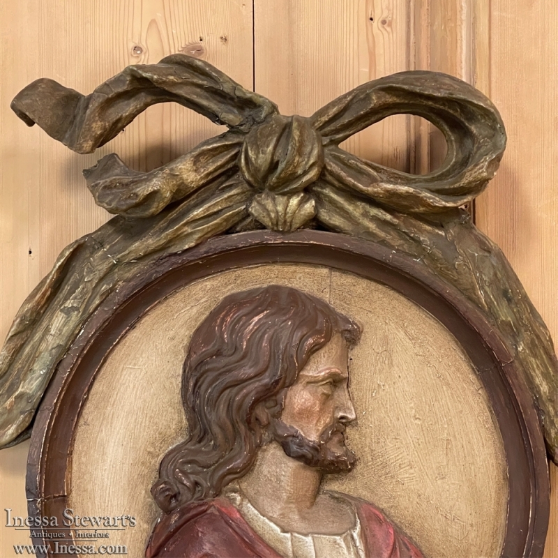 Pair 18th Century Carved and Painted Italian Religious Cameos