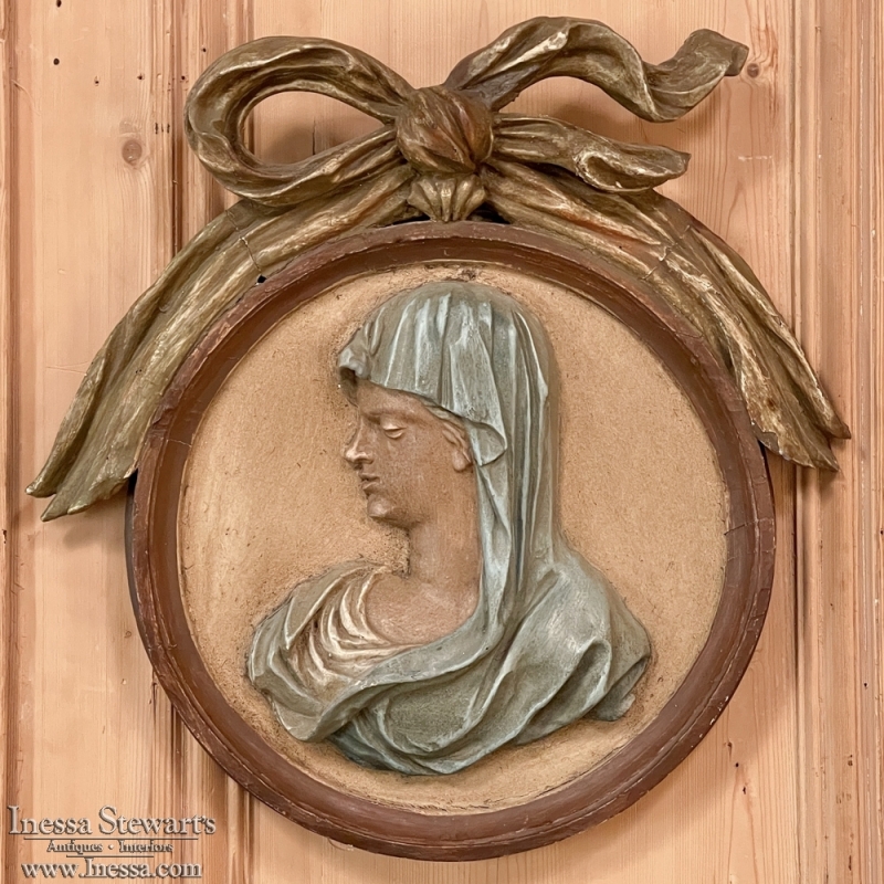 Pair 18th Century Carved and Painted Italian Religious Cameos