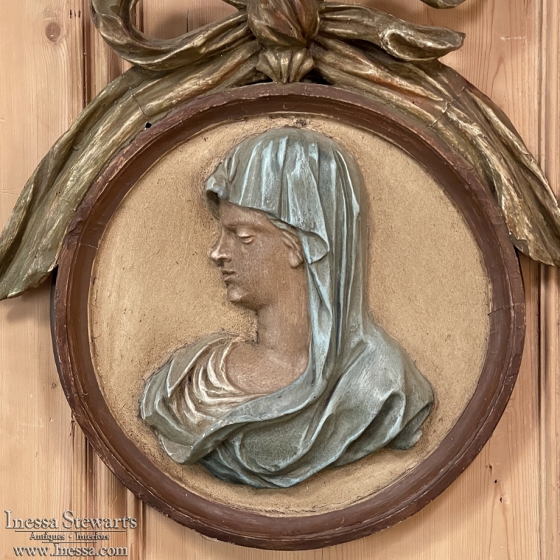 Pair 18th Century Carved and Painted Italian Religious Cameos