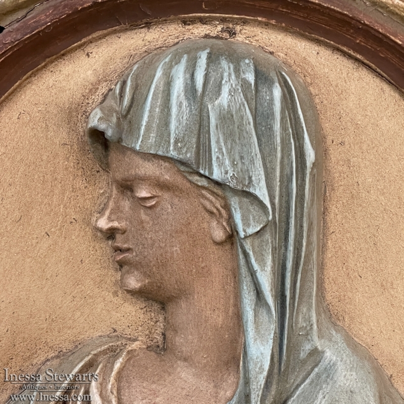 Pair 18th Century Carved and Painted Italian Religious Cameos