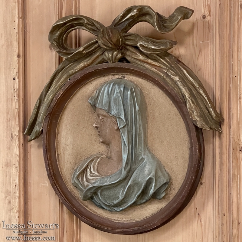 Pair 18th Century Carved and Painted Italian Religious Cameos