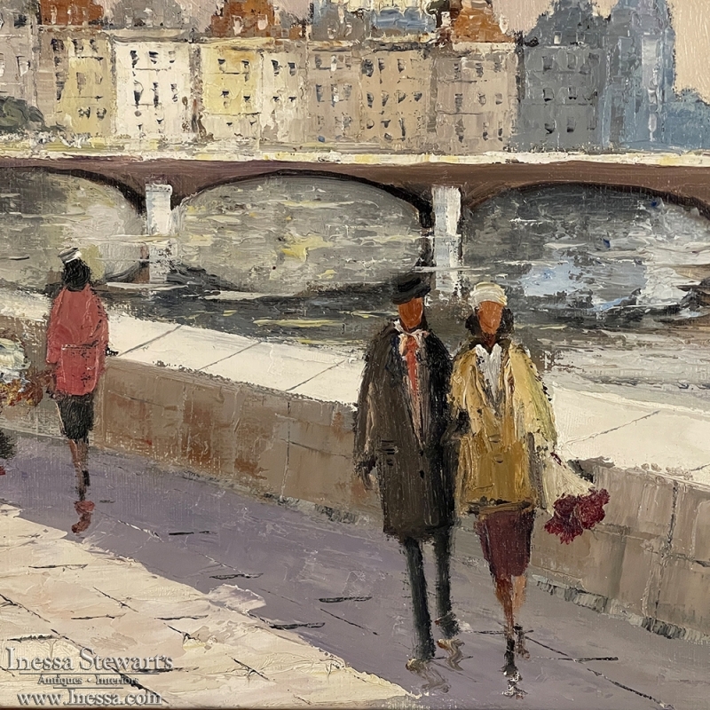 Vintage Framed Oil Painting on Canvas by J. van der Berk