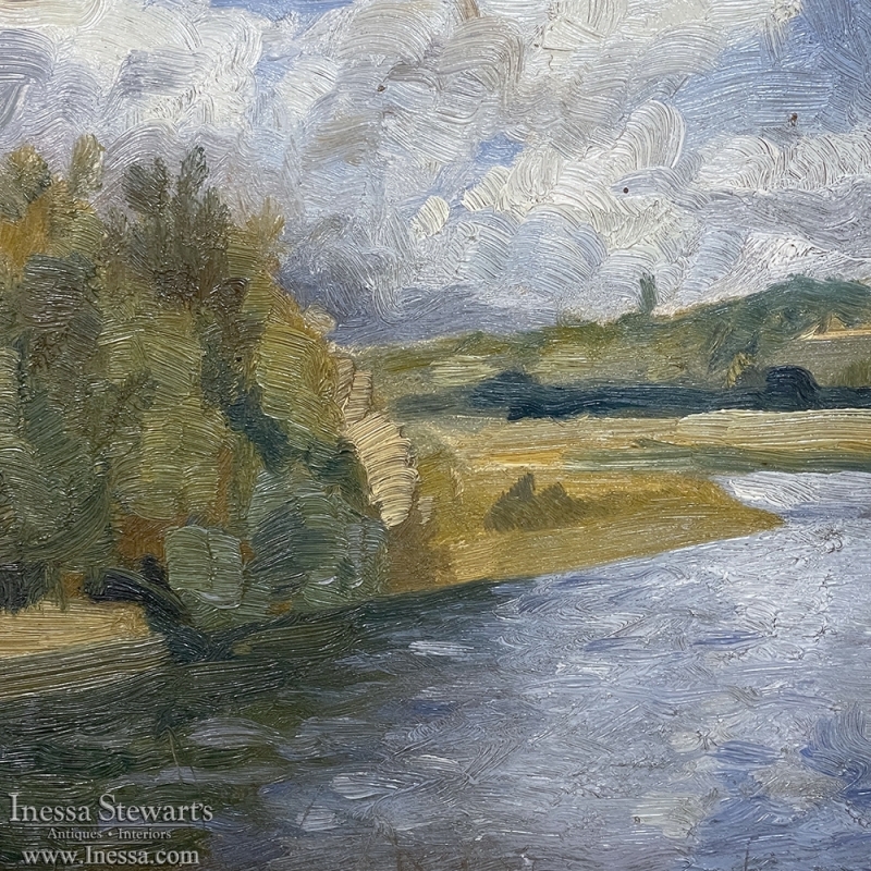 Framed Triptych Oil Painting on Board