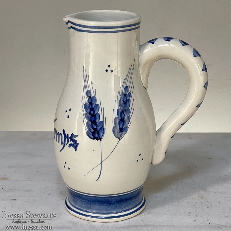 Antique Dutch Hand-Painted Blue & White Pitcher