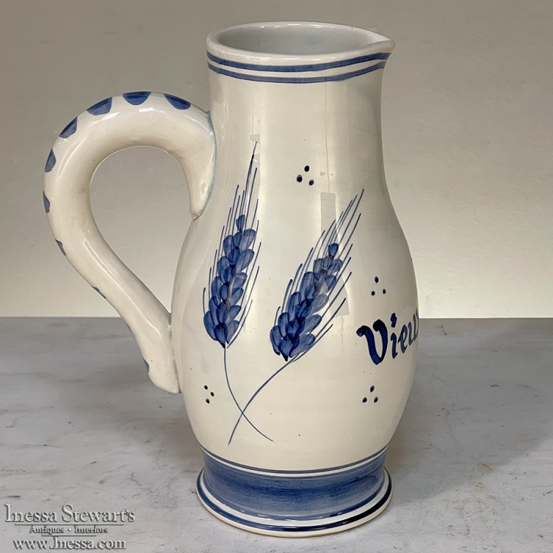 Antique Dutch Hand-Painted Blue & White Pitcher