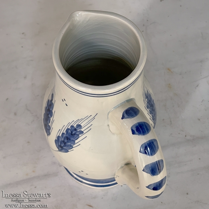 Antique Dutch Hand-Painted Blue & White Pitcher
