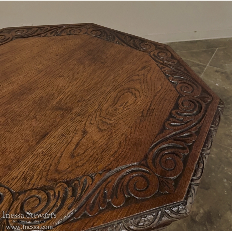 Antique Renaissance Octagonal End Table