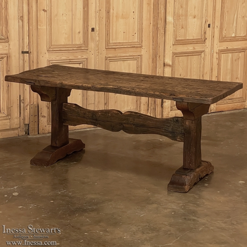 Antique Rustic Farm Trestle Table