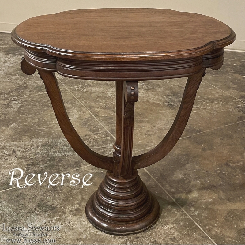 Antique French Quatrefoil Pedestal Table ~ End Table