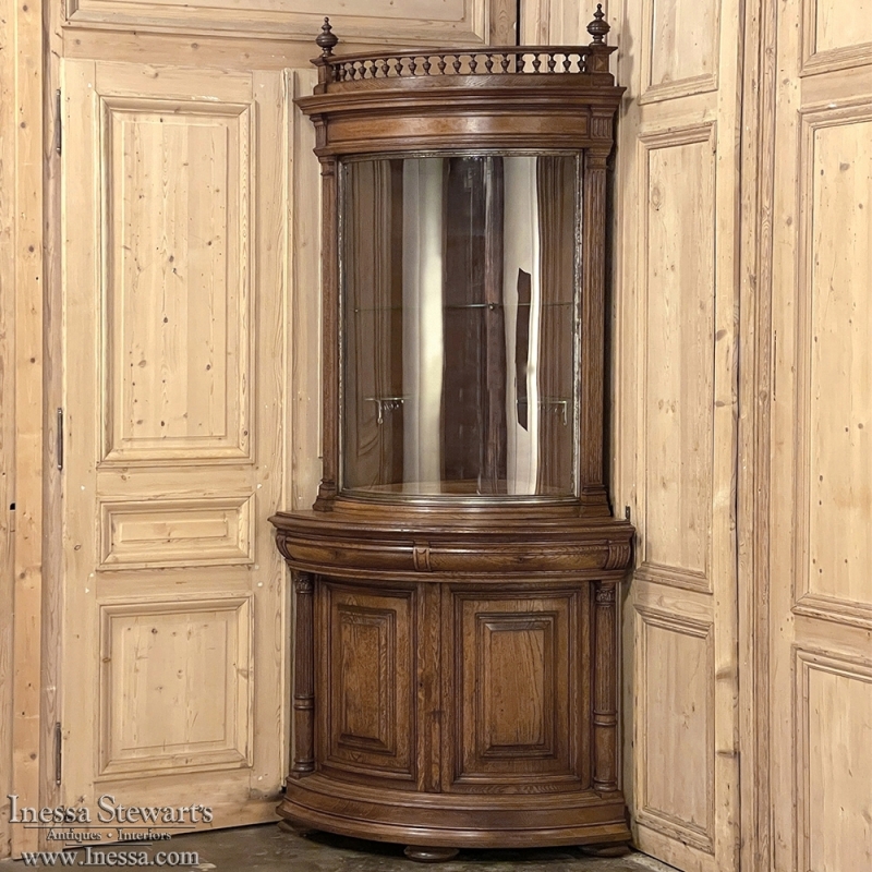 19th Century French Henri II Neoclassical Corner Vitrine ~ Bookcase