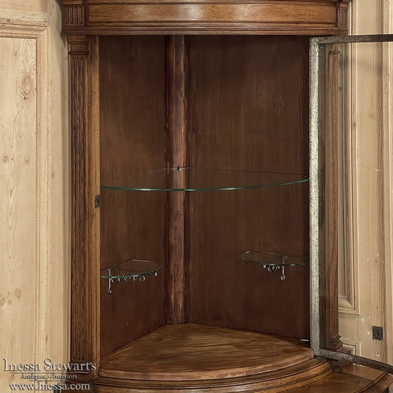 19th Century French Henri II Neoclassical Corner Vitrine ~ Bookcase