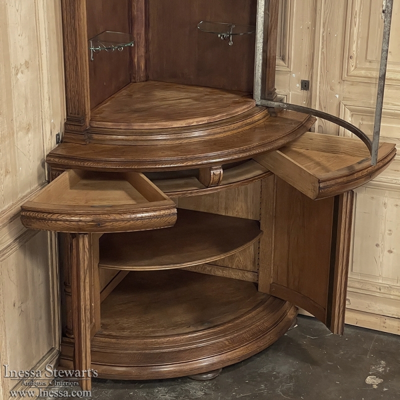 19th Century French Henri II Neoclassical Corner Vitrine ~ Bookcase